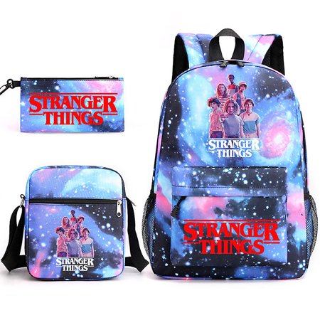 Stranger Things Backpack Three-piece Set Student School Bag Canvas Bag ...