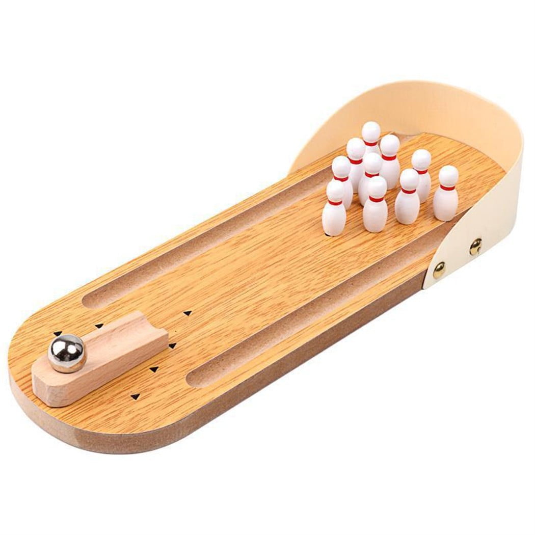 Happon 1 Mini Bowling Set Table Top Bowling Game Wooden Tabletop ...