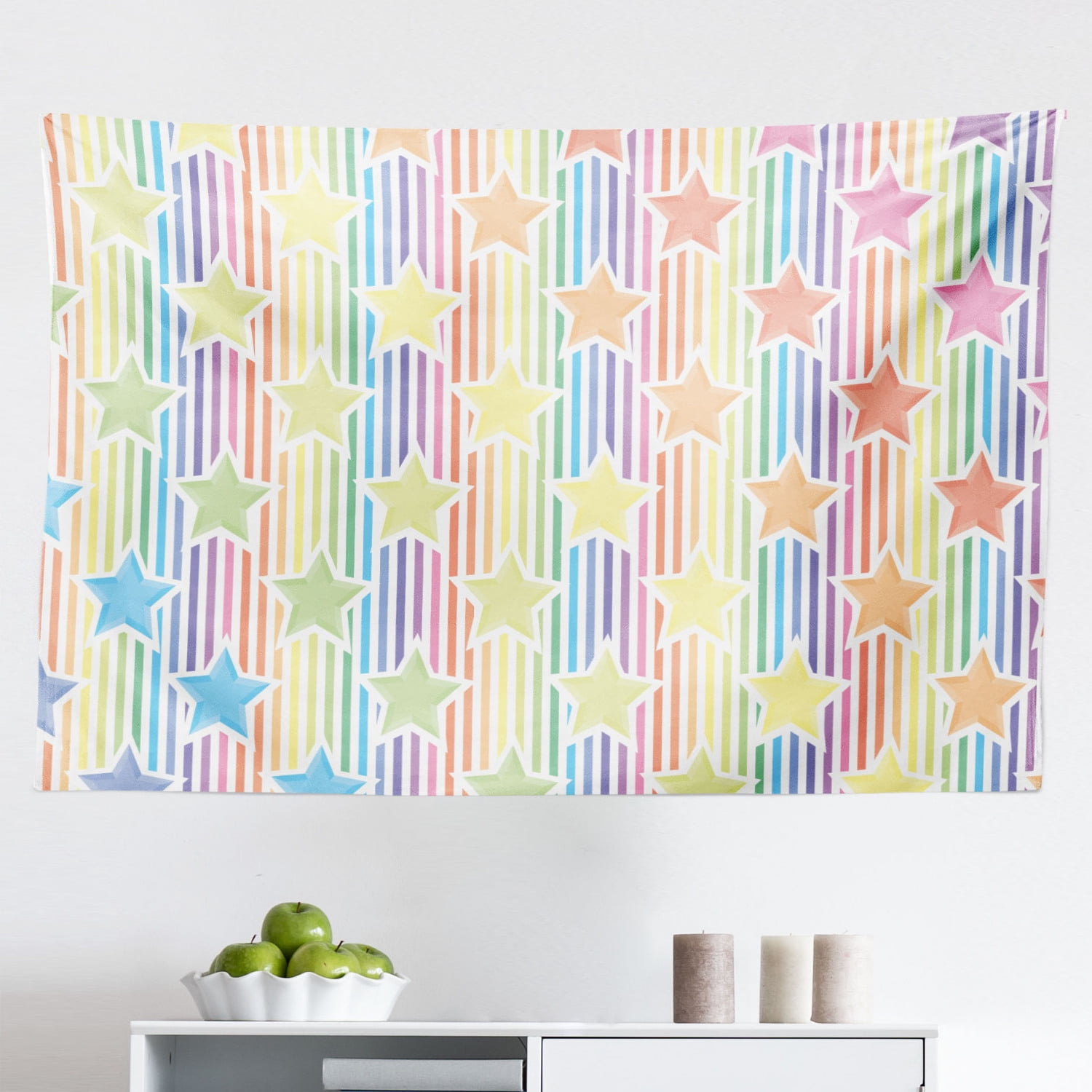 Star Tapestry, Small Large Star Pattern in Vivid Color Starry Night Sky ...