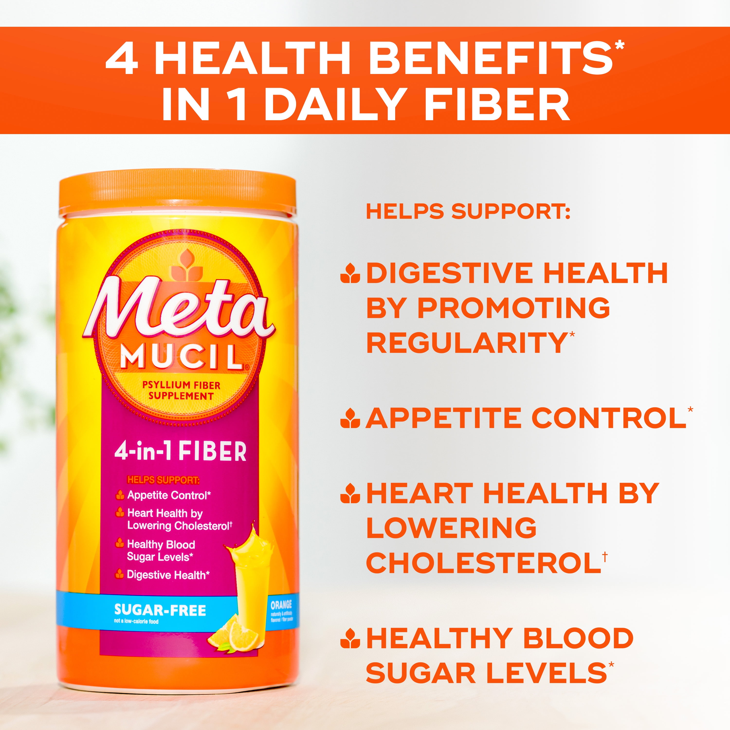Metamucil Fiber Supplement, Sugar-Free Fiber Powder for Daily Digestive ...