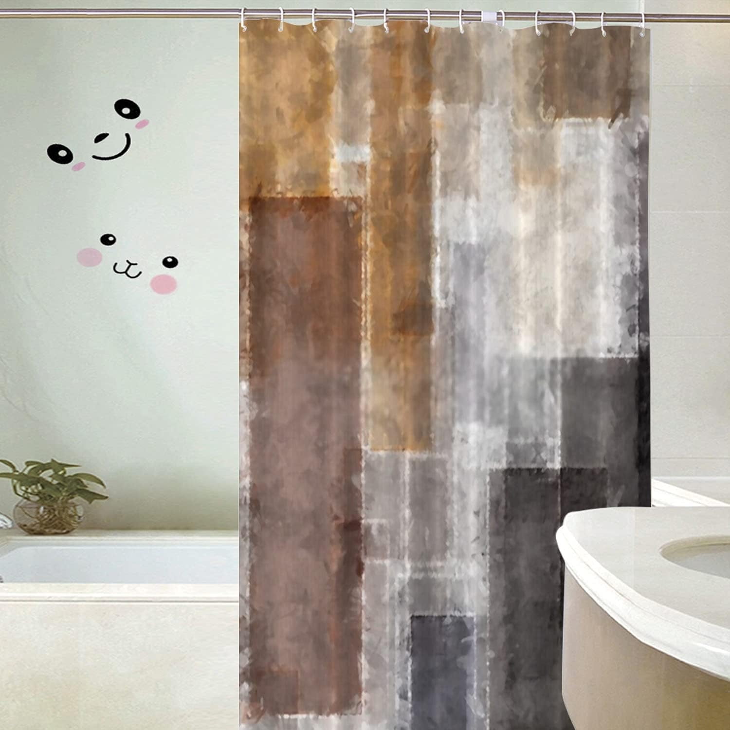 Click here for Yuxwvgjv Grey Yellow Fuzzy Square Shower Curtain... prices