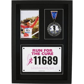 3 in 1 Shadow Box Display (Race Bib, Medal, Photo) -Walnut - Walmart.com