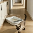 Cat Litter Box, High Sided Semi Enclosed Splash Proof Litter Tray for ...
