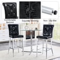 TesNus Bar Stools Set of 2 Black Crocodile Pattern Leather Chair Silver ...