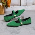 Green Female Slip-On Moccasins Flocked Material Soft Footbed For ...