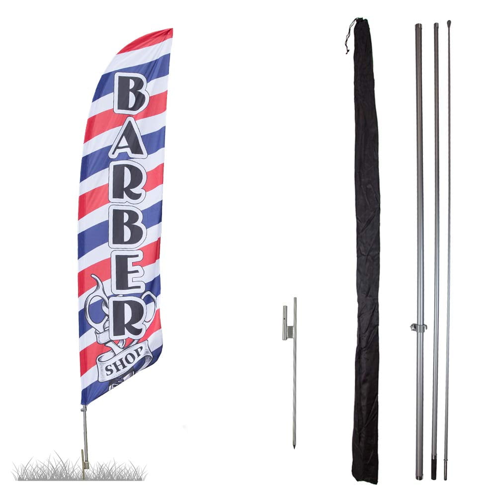 Premium Barber Shop Feather Flag Kit - Includes 13ft Sectional Aviation ...
