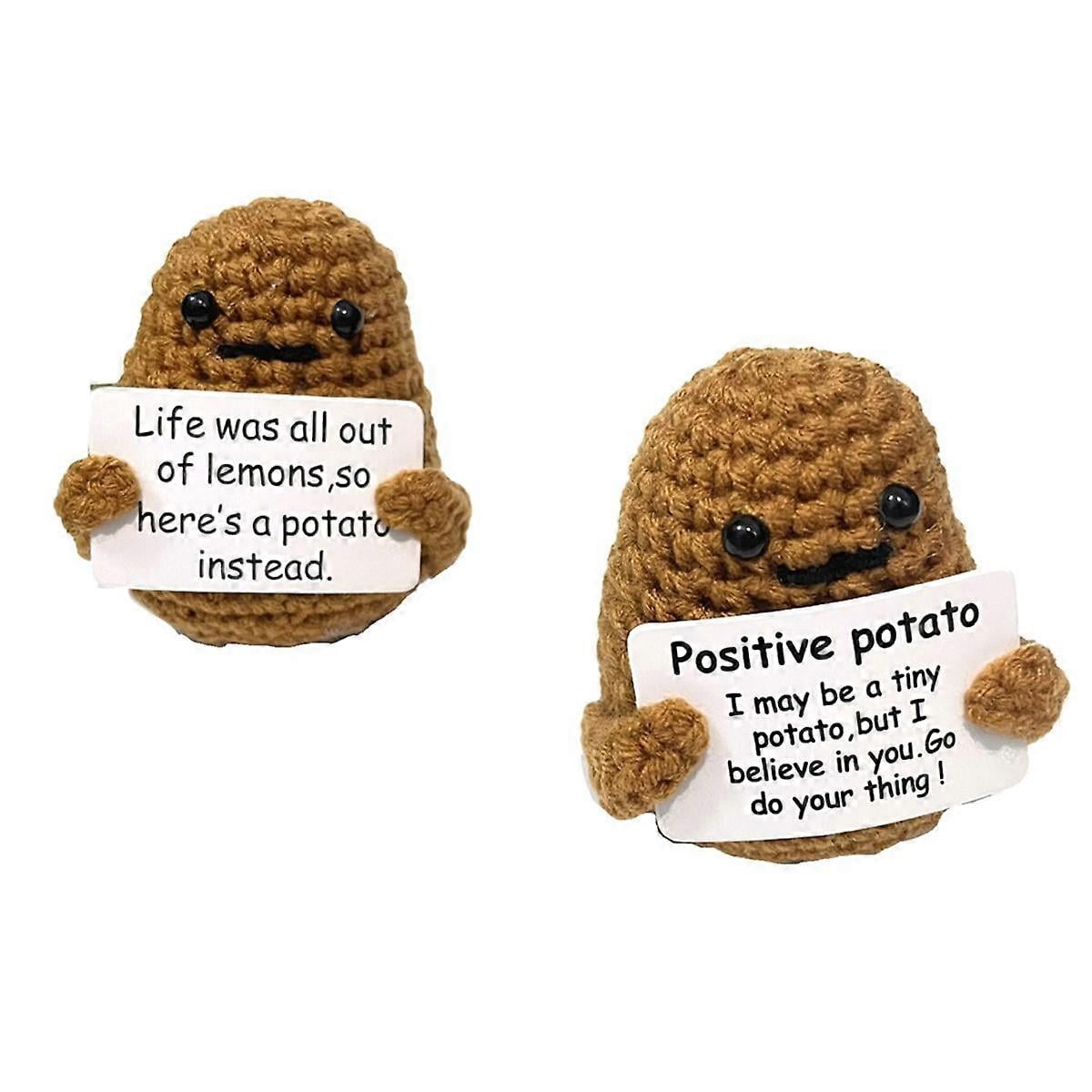 2Pcs Funny Positive Potato Toy, Cute Crochet Potato Doll with Positive ...
