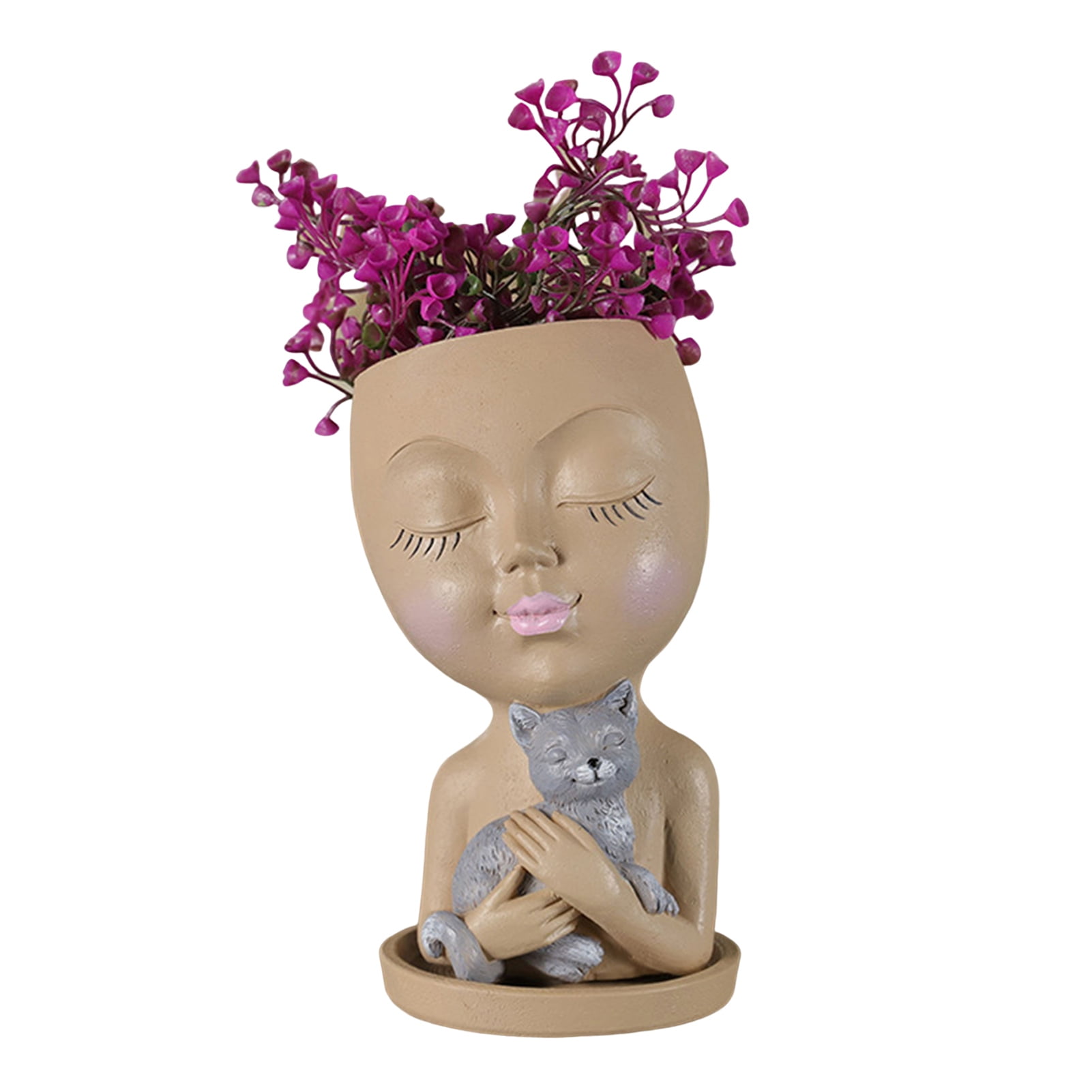 Trayknick Vibrant Resin Flower Pot With Drainage Hole And Girl Shaped Design For Home Decoration