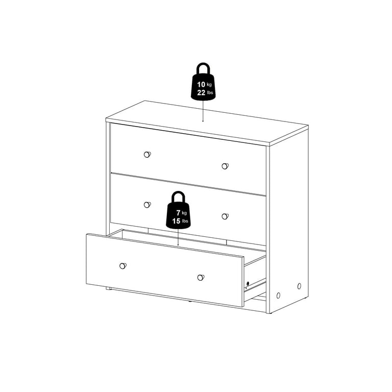 Tvilum dresser 3 drawer store