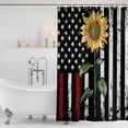 American Flag Shower Curtain 72"W x 84"L Retro Patriotic Sunflowers ...