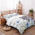 4 Pieces Duvet Cover Set Full Size, Watercolor Spring Blue Flower ...