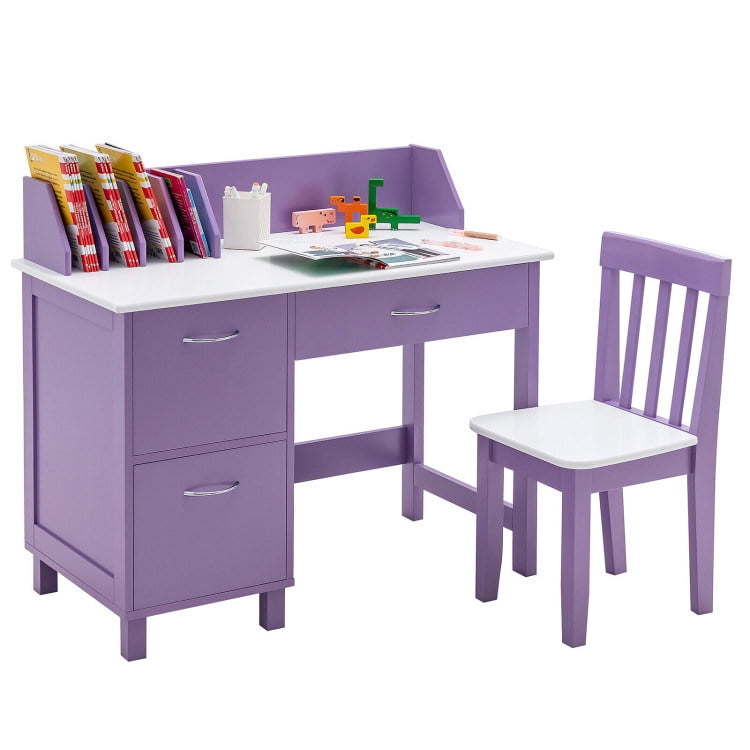 LANTRO JS Kids Wooden Writing Furniture Set with Drawer and Storage ...
