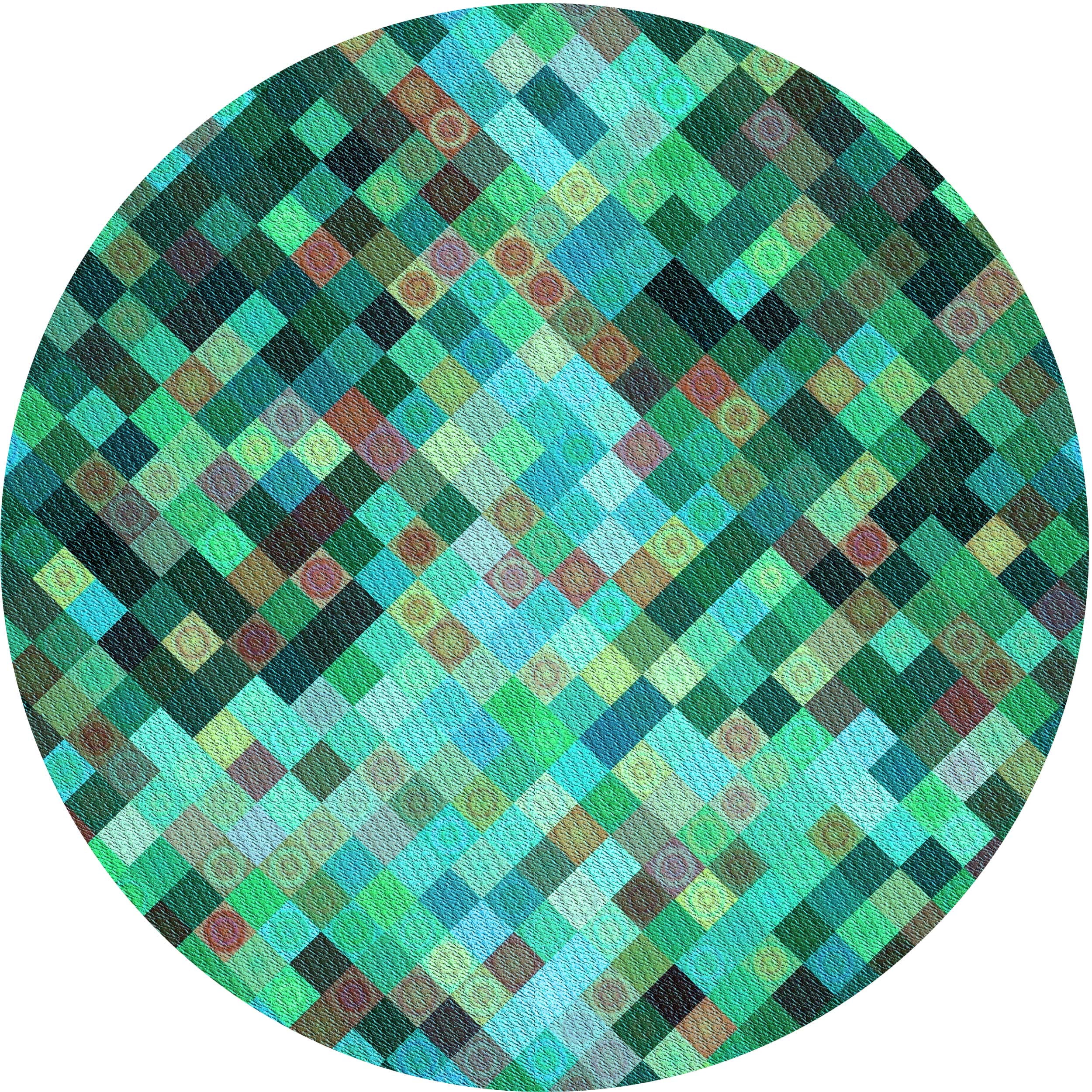 Ahgly Company Indoor Round Patterned Deep-Sea Green Area Rugs, 5' Round ...