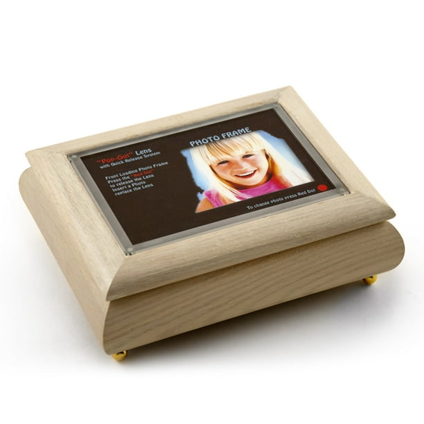 4" X 6" White Washed Photo Frame Musical Jewelry Box With New Pop-Out ...