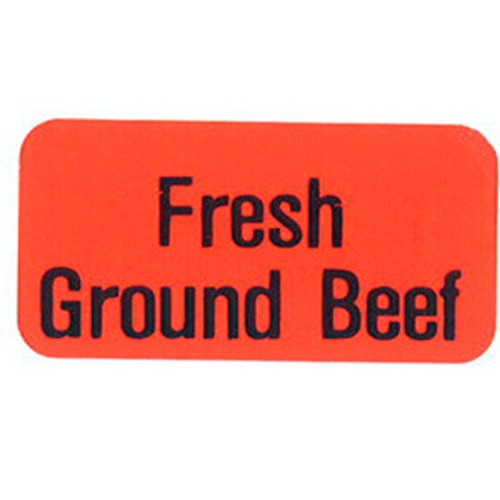 Specialty Printing Fresh Ground Beef Grabber Label Dayglo Red with ...