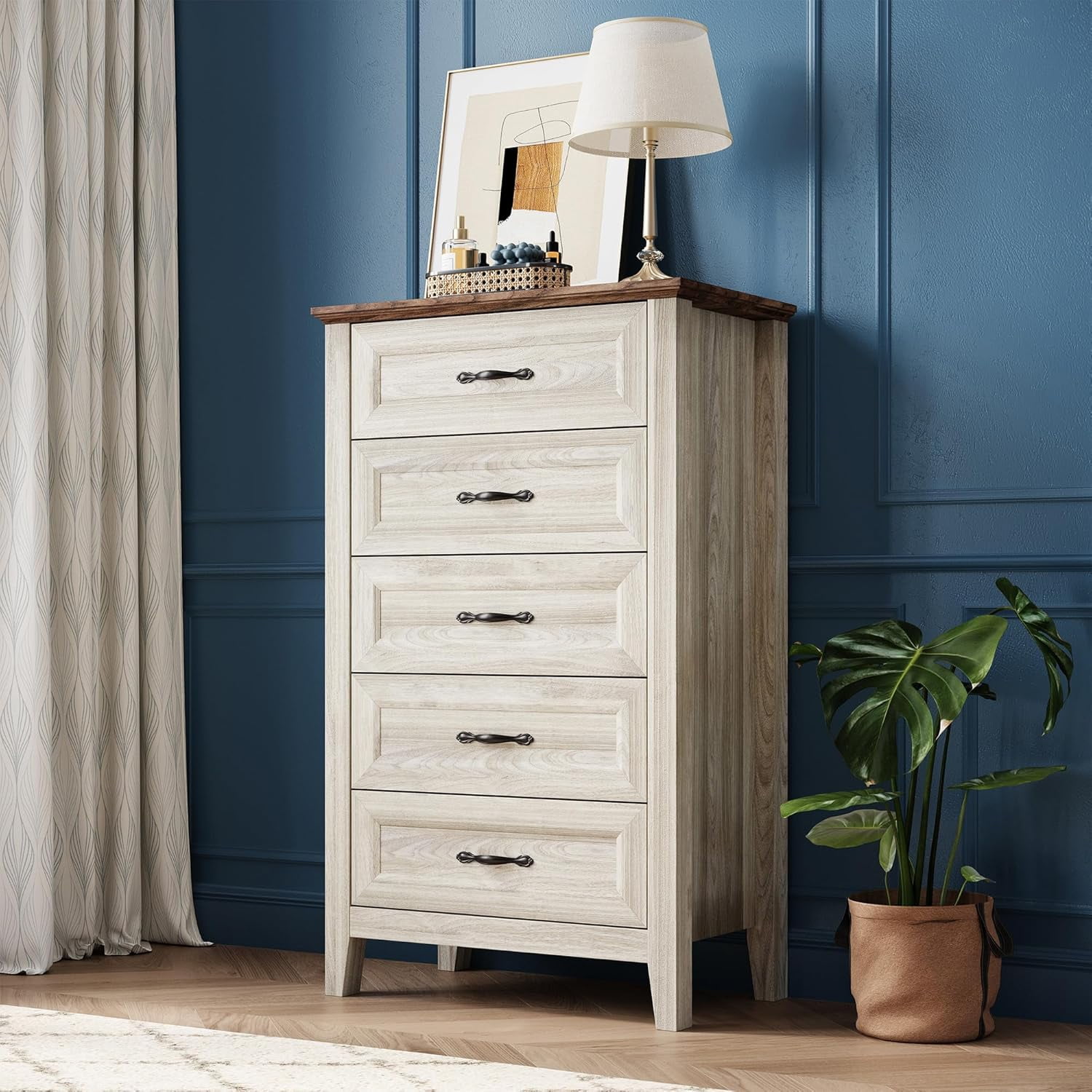 Click here for Solled 5 Drawers Dresser For Bedroom  Wood Rustic... prices