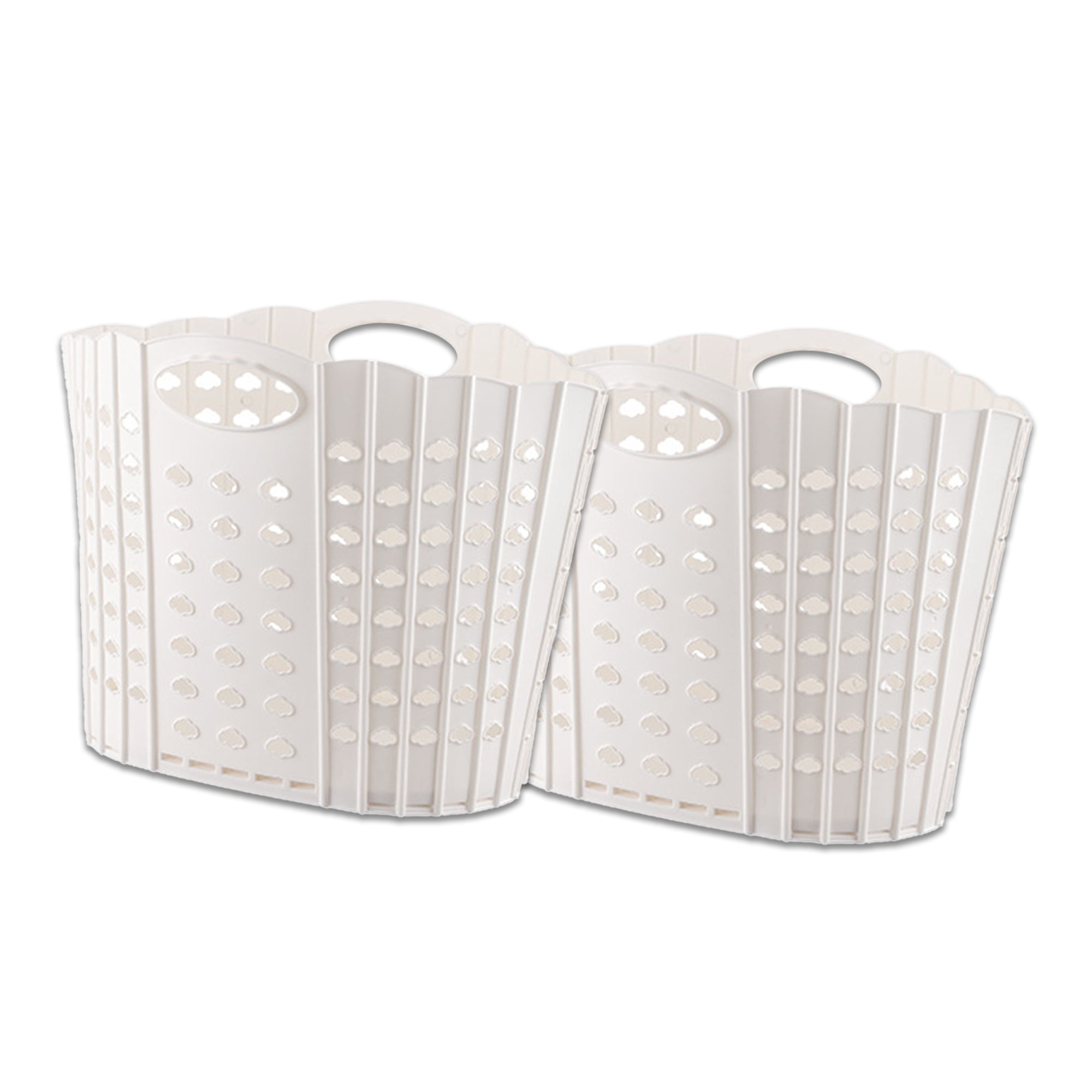 Cathoe 2pcs Foldable Plastic Laundry Baskets with Handles Laundry ...