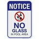 No Glass in Pool Area Sign, Pool Sign, 12x18 Reflective Aluminum EGP ...