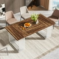 Tribesigns 70.8" Rectangular Dining Table for 6-8, Kitchen Table with ...