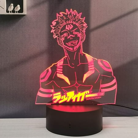 Ryomen Sukuna Neon Sing 3D Illusion Jujutsu Kaisen LED Anime Lamp 16 ...
