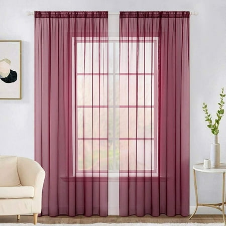Sheer Curtains Semi Sheer Window Voile Living Room Sheer Curtains 84 ...