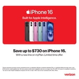 Verizon iPhone 16 128GB Black. Apple Intelligence. - Walmart.com
