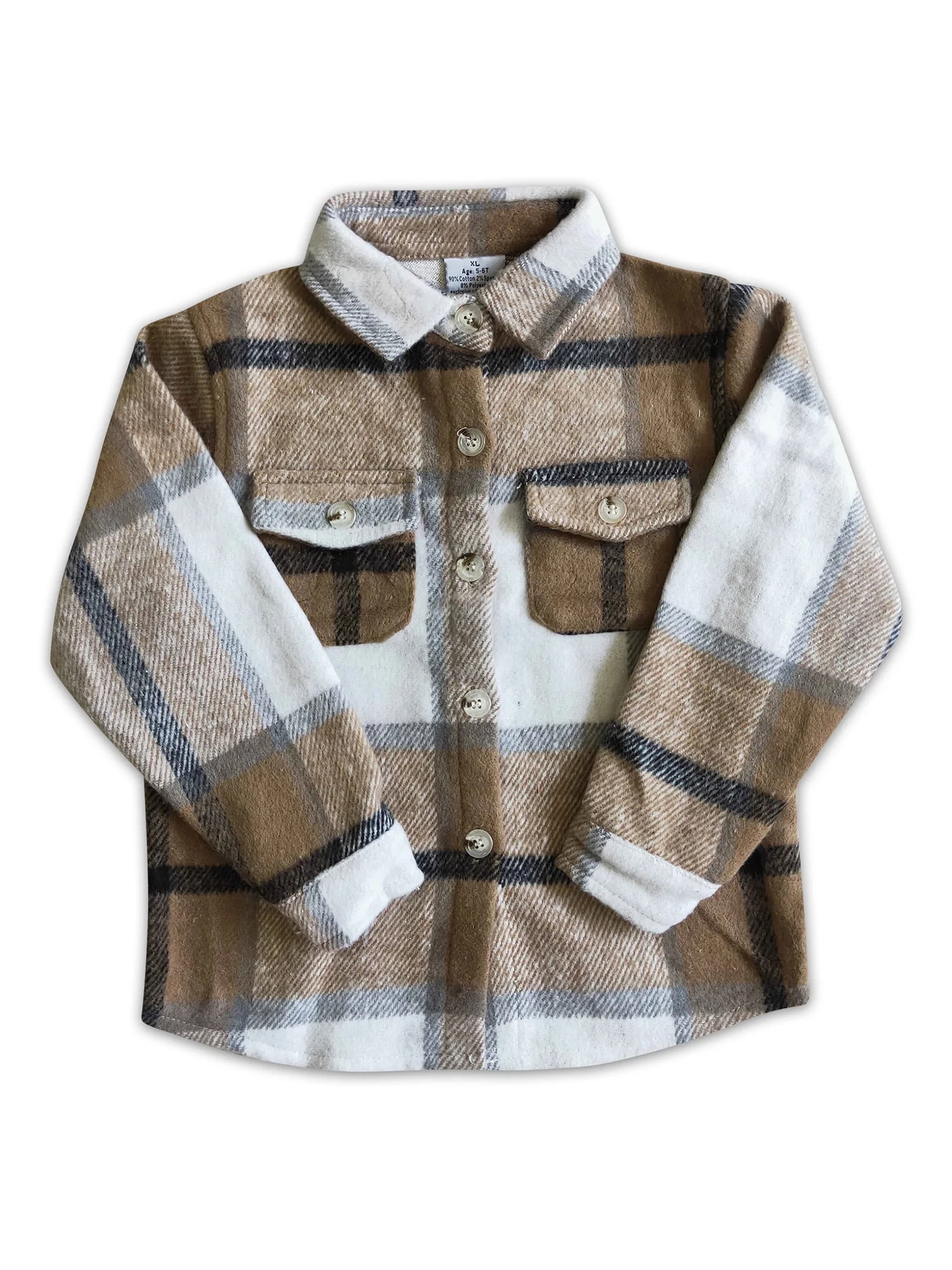 YAWOO New Boys Button Long Sleeve Flannel Shirt Kids Plaid Shirt, Sizes ...