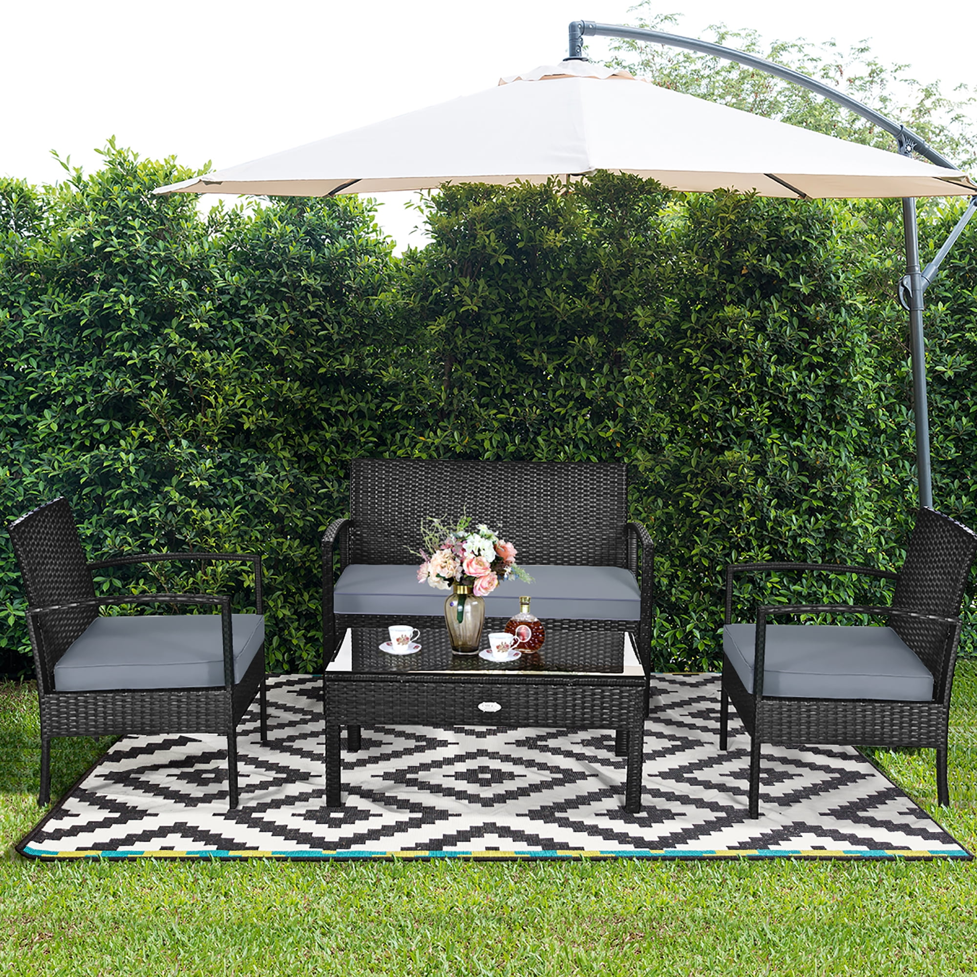 Click here for Costway 4pcs Patio Rattan Furniture Set Garden Dec... prices