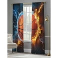 Fire Basketball Sheer Curtains 96 Inch Length 2 Panels Set, Splashing ...