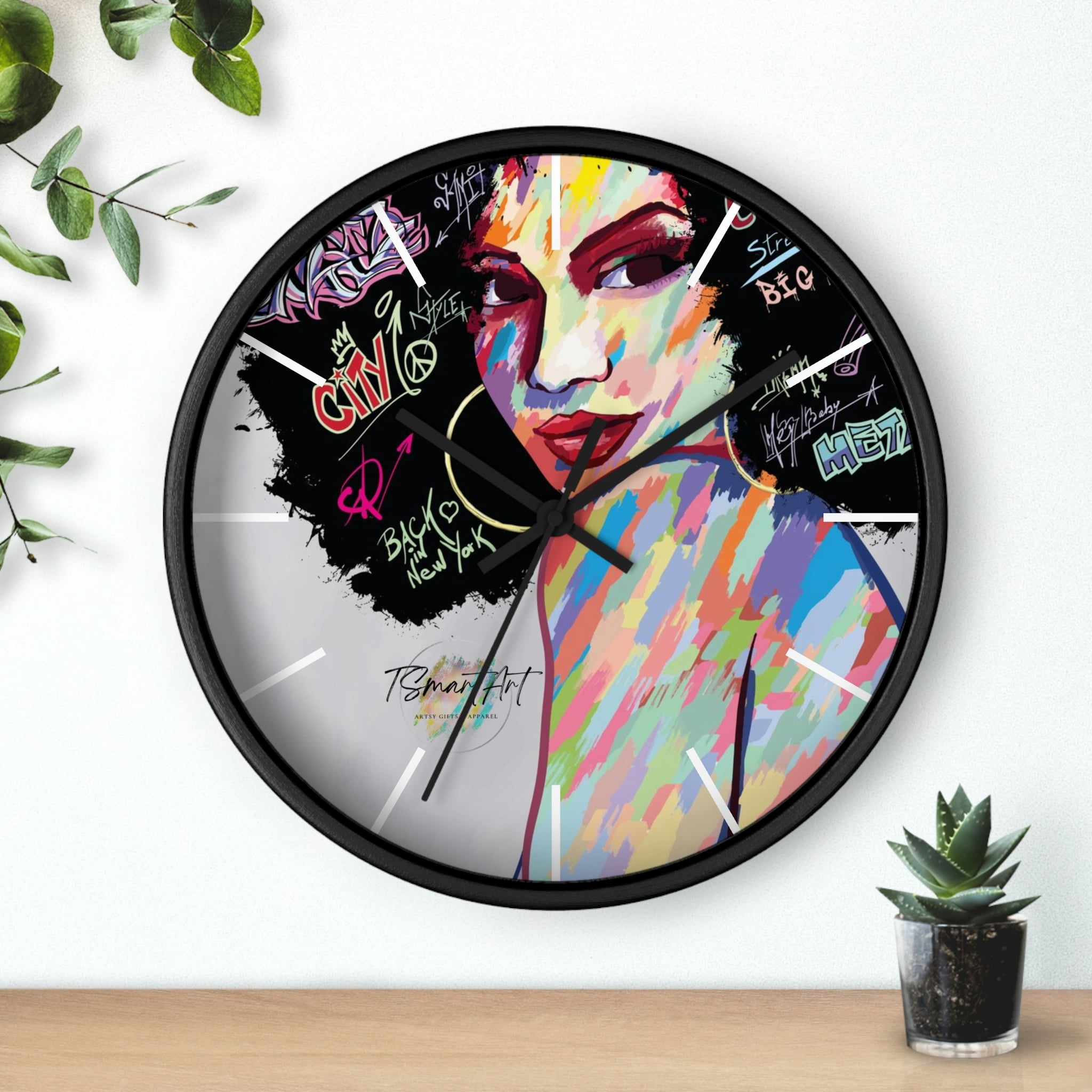 TSmartArt @ Walmart. Graffiti Chic 10" Black Analog Wall Clocks ...