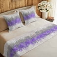 Bed Runner for King Size Bed, Purple Grey Abstract 3 Pcs Bedding Runner ...