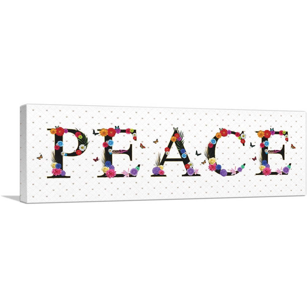 ARTCANVAS PEACE Girls Name Room Decor Canvas Art Print - Size: 36" x 12 ...