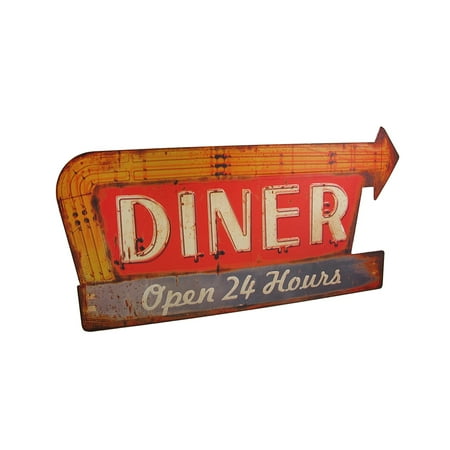 Distressed Finish Retro 24 Hour Diner Metal Sign | Walmart Canada