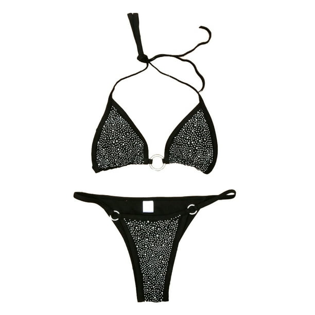 Women Shiny Bikini Micro Sexy String Two Pieces Swimsuit Female Thong ...