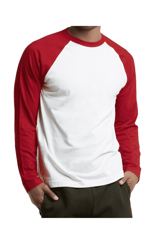 Top Pro Men's Long Sleeve Colorblocked Baseball Tee Red White S ...