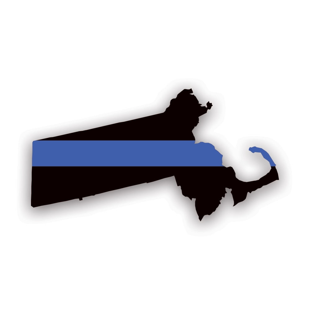 Massachusetts State Shaped The Thin Blue Line Sticker Decal - Self ...