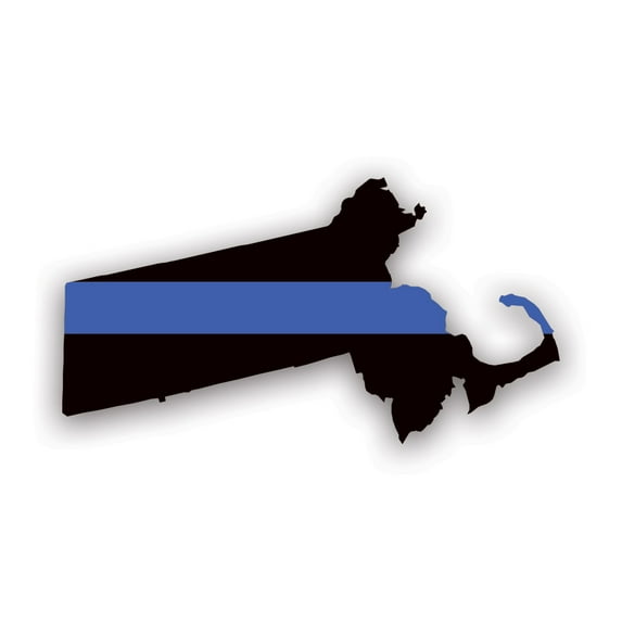 Massachusetts State Shaped The Thin Blue Line Sticker Decal - Self ...