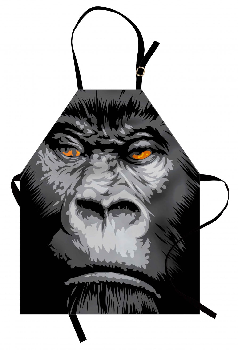 Modern Apron Close Up Gorilla Portrait with Orange Eyes Zoo Jungle ...