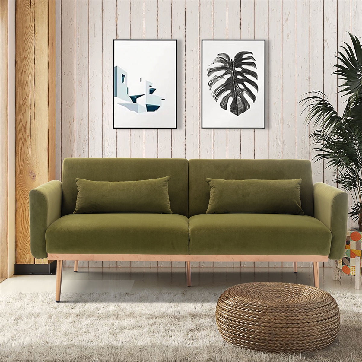 ARCTICSCORPION Velvet Loveseat Sofa, Convertible Futon Sofa Bed with ...