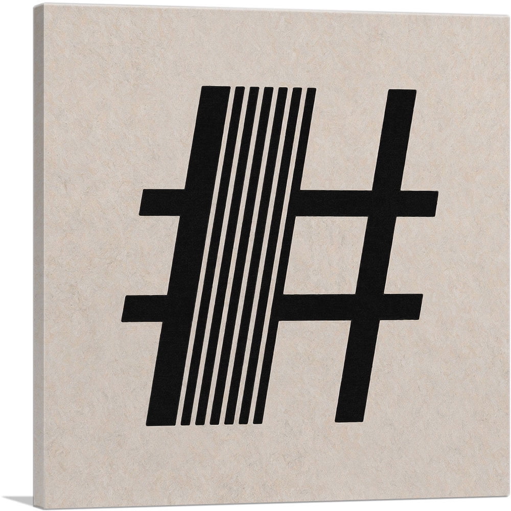 ARTCANVAS Beige Black Line Alphabet Number Sign Hash Tag Pound Symbol ...