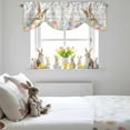 Easter Rabbit Tie Up Valances Curtain, Spring Floral Colored Eggs Light ...