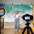 10x8ft Photo Backdrop, Turquoise Coastal Soft Polyester Backdrop ...