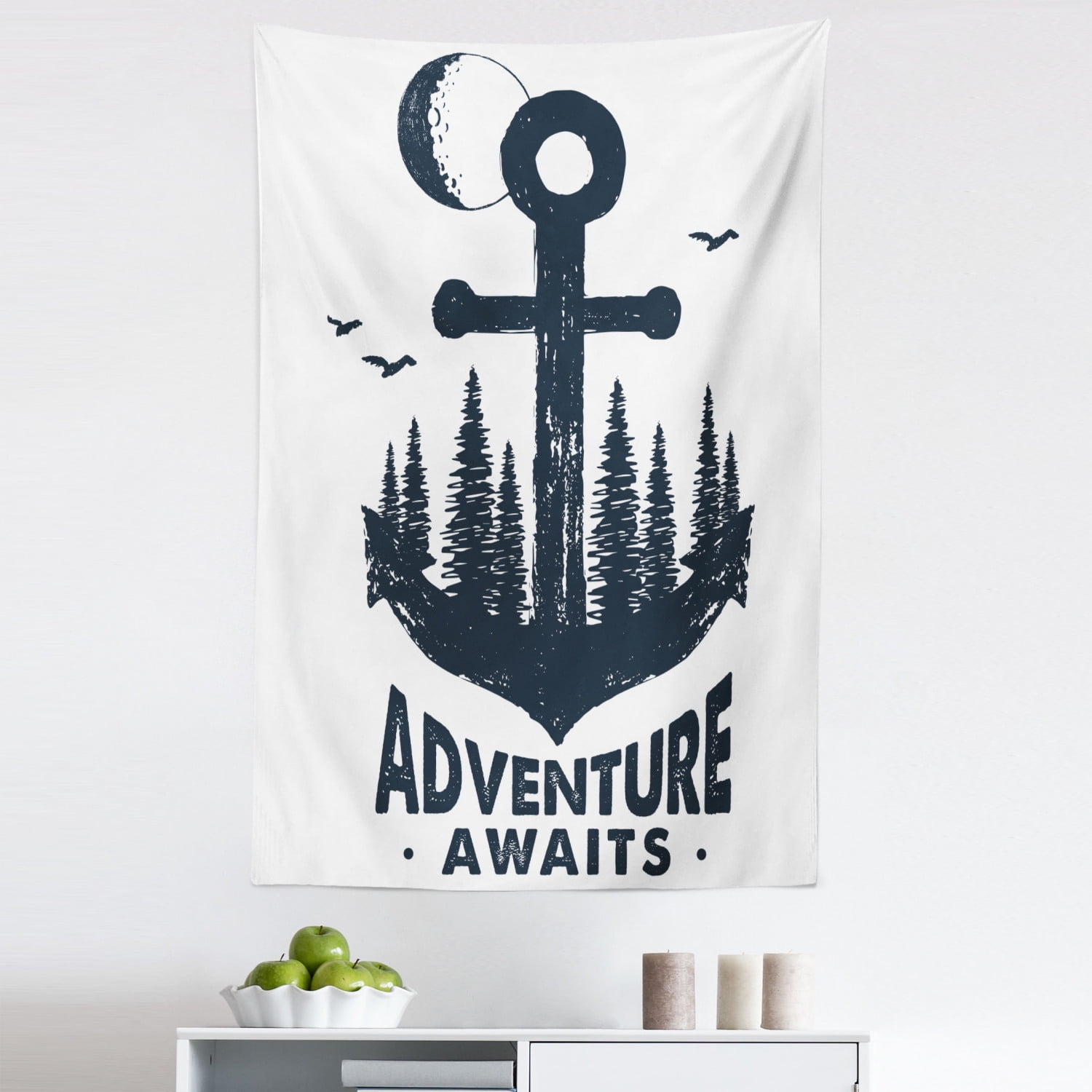 Adventure Tapestry, Anchor with a Words Hand Drawn Elements in an ...
