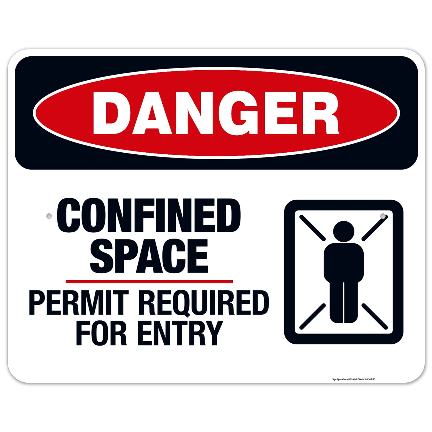 Danger Confined Space Permit Required For Entry Sign, OSHA Danger Sign ...