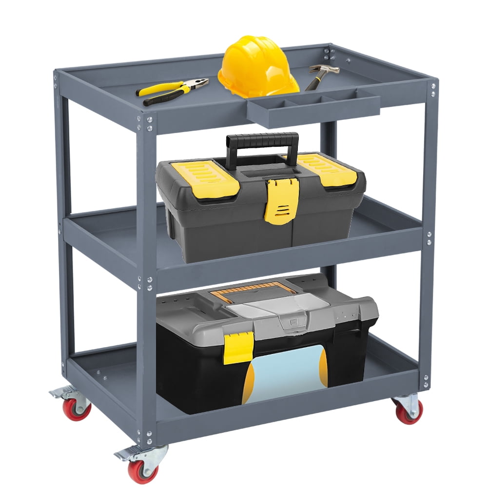 Oyang Heavy Duty Steel Sheet Metal Utility Cart, 3-Tier Rolling Cart ...