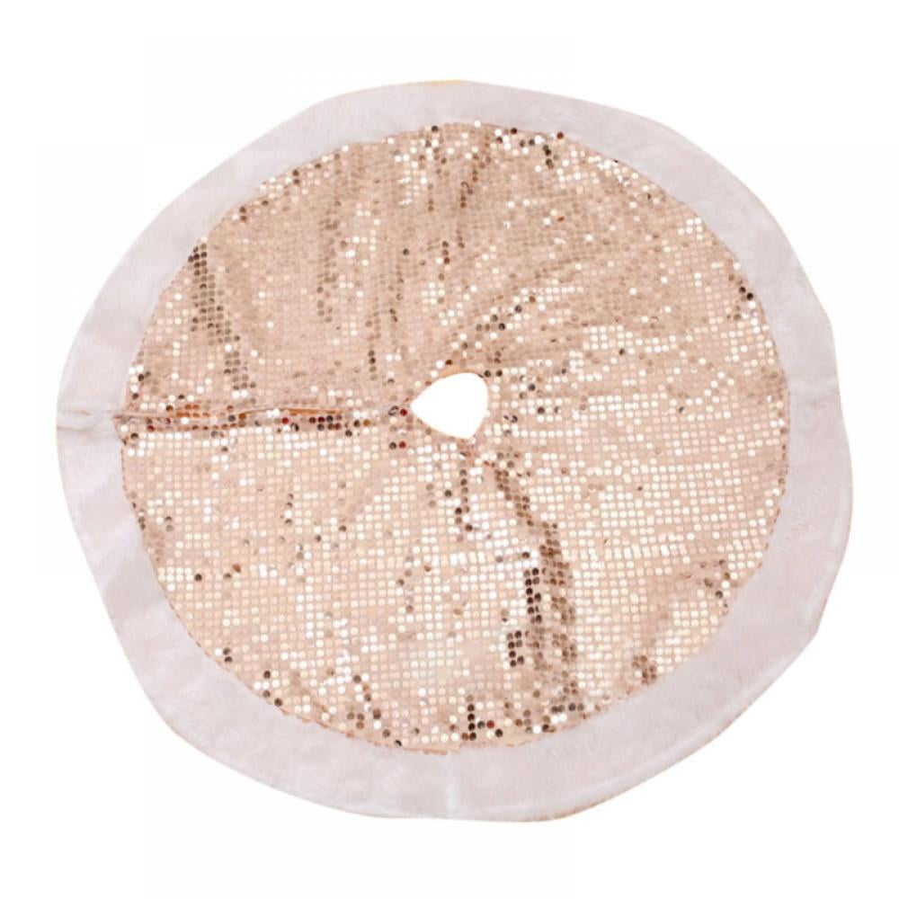 Xmarks 38inch Tree Skirt Sequin Tree Skirt Christmas Champagne Gold ...
