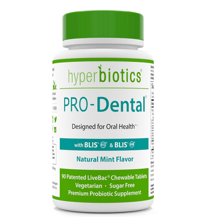 Hyperbiotics Pro-Dental with Blis Natural Mint Flavor - 90 Chewables ...