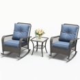 ECOPATIO Outdoor Rocking Chairs Set of 3, Wicker Patio Furniture with ...