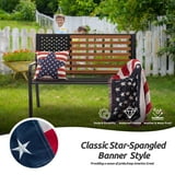 Attliahome, 50 Inch Outdoor Garden Bench, US Flag Design, Sturdy Cast ...