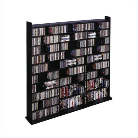 Leslie Dame High Capacity Multimedia Storage Cabinet Wall Rack in Black ...